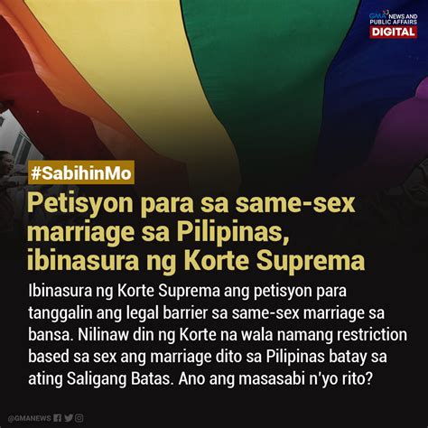 Gma News Bagaman Nabasura Ang Petisyon Para Sa Same Sex Marriage Sa