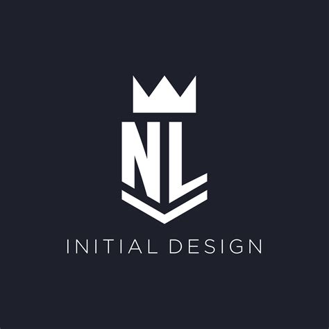 Nl Logo With Shield And Crown Initial Monogram Logo Design 23565038