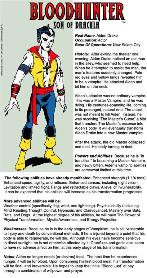 Bloodhunter Bio By Legacyherocomics On Deviantart