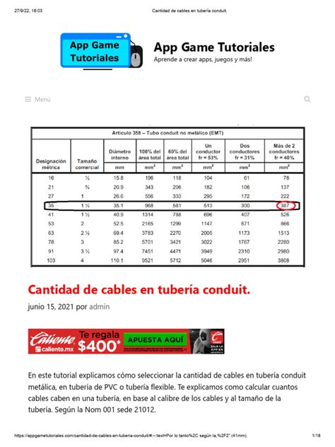 Cantidad De Cables En Tubería Conduit Pdf Conductor Electrico