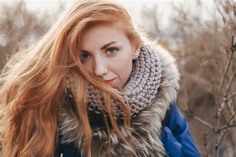 Premium Photo Redhead Woman Wearing Winter Clothes