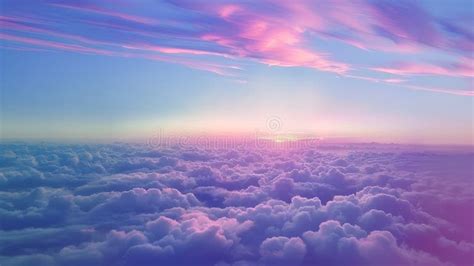 Aerial Photo Of The Sky Above Clouds Dreamy Pastel Color Palette Stock Illustration