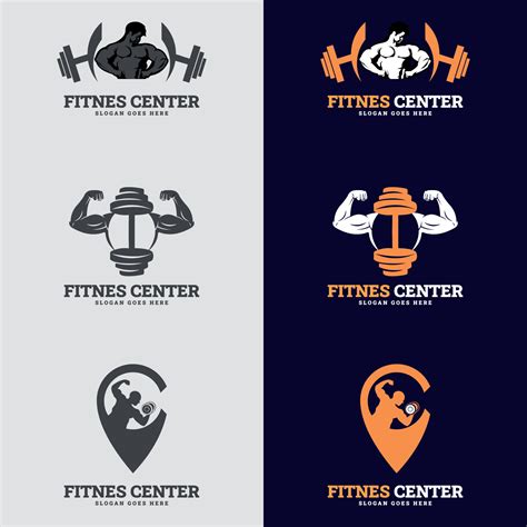 Set Of Fitness Badges Fitness Gym Logo Design Template Labels In