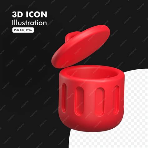 Premium Psd Red 3d Bin Ui Icon