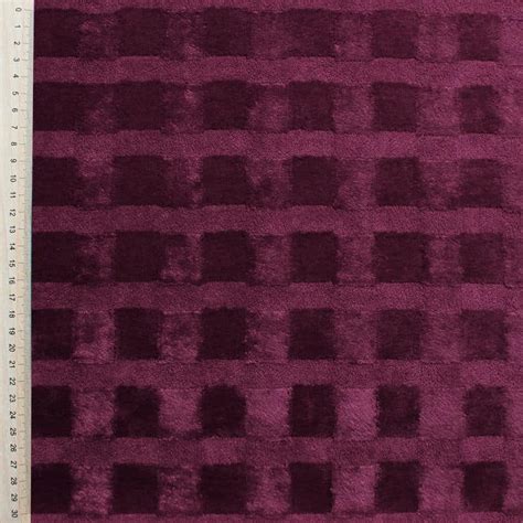Velvet Fabric With Checkboard Frame Plum Shades