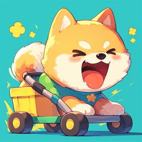 Premium Vector Pomapoo Riding In A Stroller