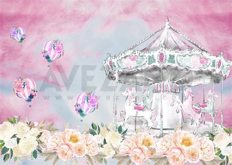 Avezano Pink Roses And A Carousel Photography Background