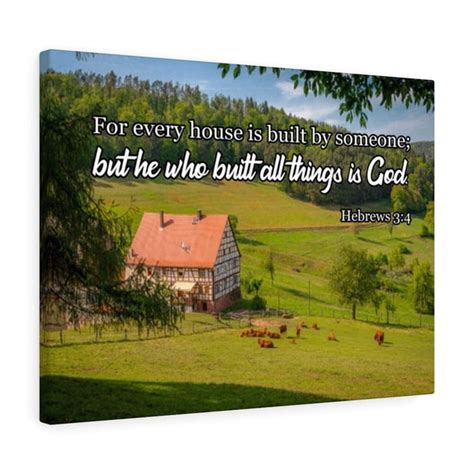 Scripture Walls God Built All Hebrews 3 4 Bible Verse Canvas Christian