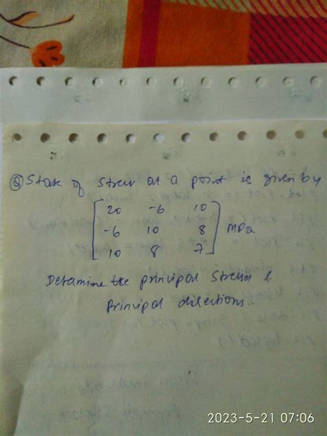 Solved Write A Matlab Code For State Of Stress At A Point Is