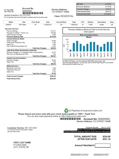 Water Bill Example Pdf Payments Fee