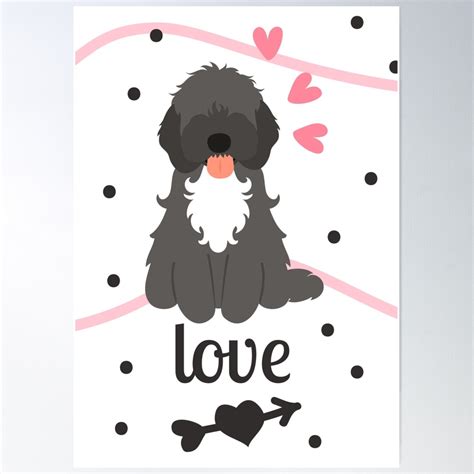 Love Black And White Cockapoo Cavapoo Cavoodle Poster 12x18 Unframed