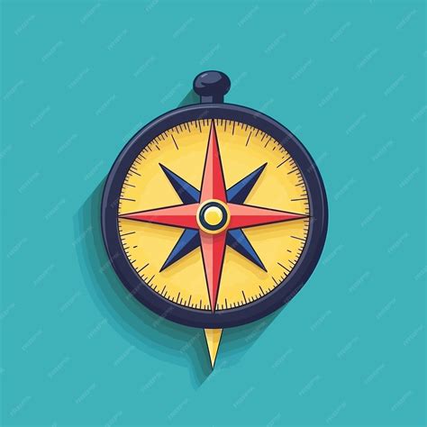 A Compass With A Red Tip And A Yellow Tip Is On A Blue Background Premium Ai Generated Vector