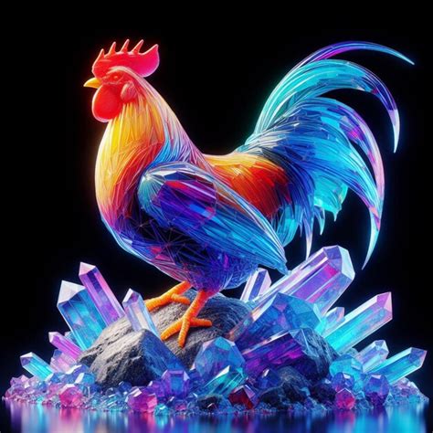 Premium Photo Colorful Chicken Made Of Translucent Crystals