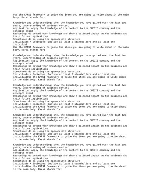 Karsi Framework For Ib Business Management Cuegis Question Download