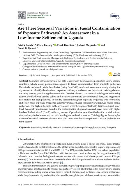 Pdf Are There Seasonal Variations In Faecal Contamination Of Exposure Pathways An Assessment