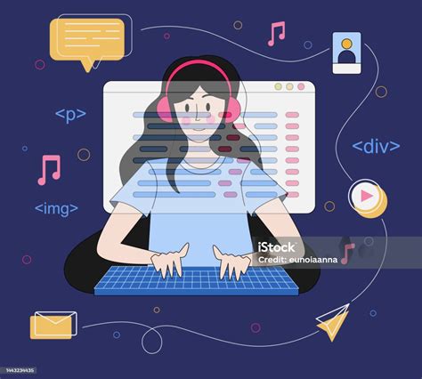 Ilustración De Chica Codificando Una Página Web Y Más Vectores Libres