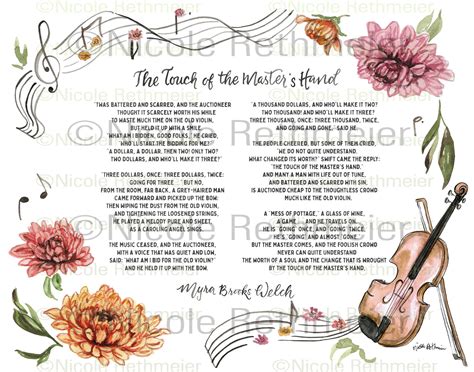 Touch Of The Masters Hand Watercolor Print Violin And Chrysanthemum