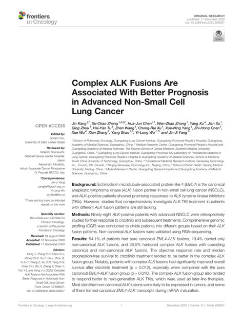 Pdf Complex Alk Fusions Are Associated With Better Prognosis In
