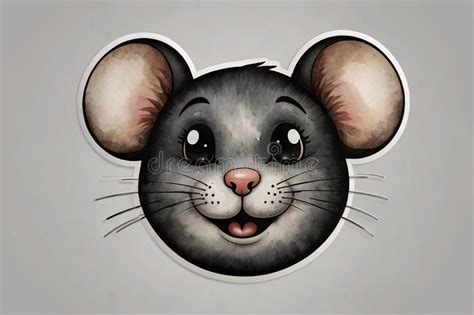 Cheerful Mouse Head Sticker Featuring A Big Smile Stock Illustration Illustration Of