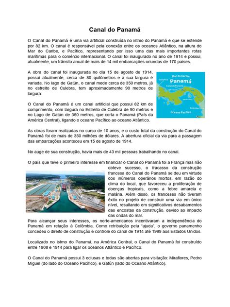 Canal Do Panamá História E Importância Pdf Canal Do Panamá