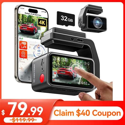 Redtiger F4 4k Dash Cam Front 2 2 Inch Mini Car Camera 2160p Uhd Touch Screen Voice Control