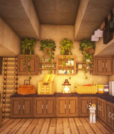 Minecraft Kitchen With Wooden Cabinets