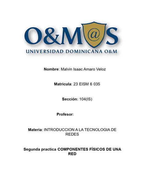 Componentes Físicos De Una Red Pdf Red De Computadoras