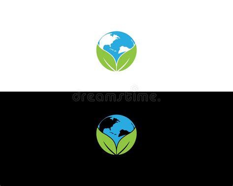 Environmental Saving And Ecology Friendly Green World Logo Stock