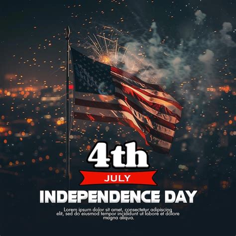 Premium Psd Happy 4th July Celebration Poster With Independence Day Of America Background And