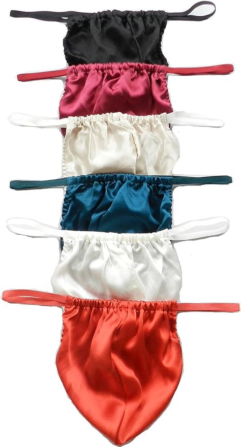 Qianya Mens Silk String Underwear Briefs Sexy One Size 6 Pairs In One