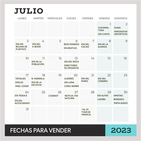 Calendario Días Internacionales Jorge Romero