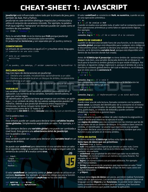Cheat Sheet Javascript Hoja Guía Para Que No Se Me Olvide Front End Underc0de
