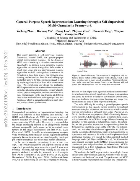 General Purpose Speech Representation Learning Through A Self Supervised Multi Granularity