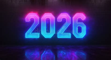 Neon Number 2026 New Year Design Cosmic Background Vibrant Celebration