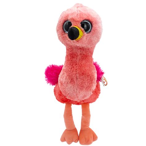 New 15cm Ty Big Eyes Beanie Plush Animal Pink Flamingo Gilda Animal