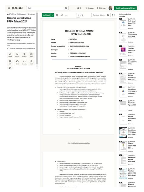 Screencapture Id Scribd Document 703982609 Resume Jurnal Mooc Pppk
