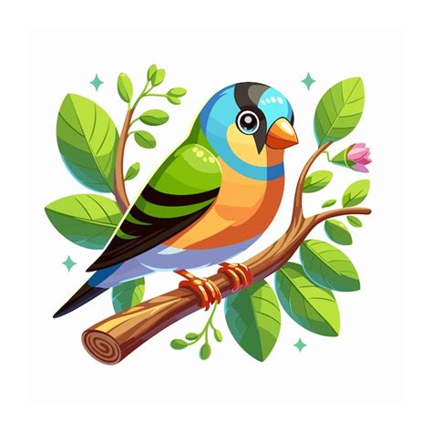 Premium Vector Cute Bird On Brach Tree Cartoon Vector On White Background