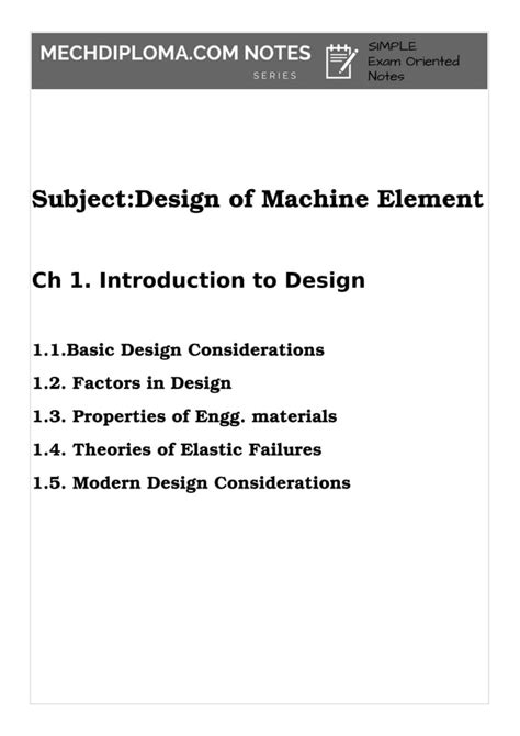 Design Of Machine Elements Notes By Bhavesh Mhaskar Pdf Physics