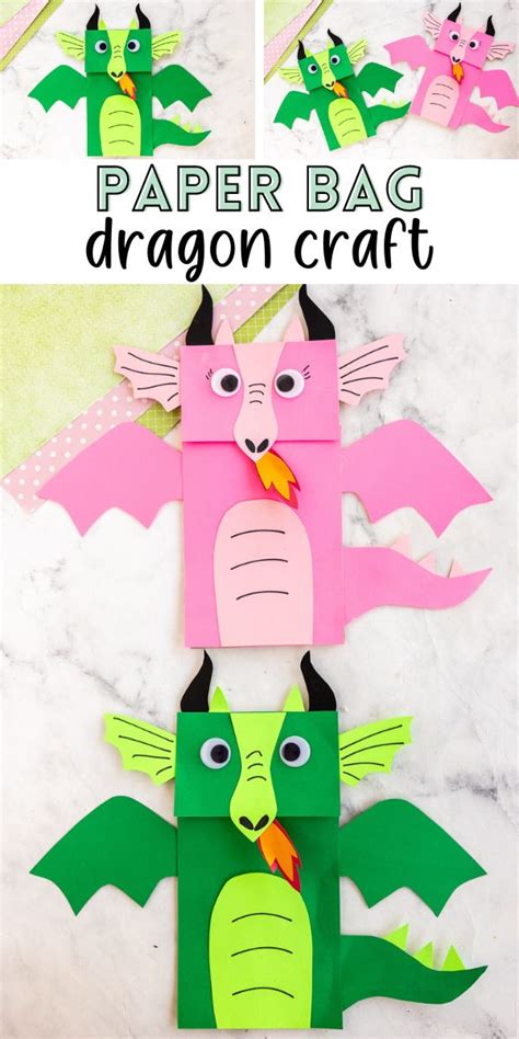 Paper Bag Dragon Craft Dragon Crafts Paper Bag Crafts Camping Crafts