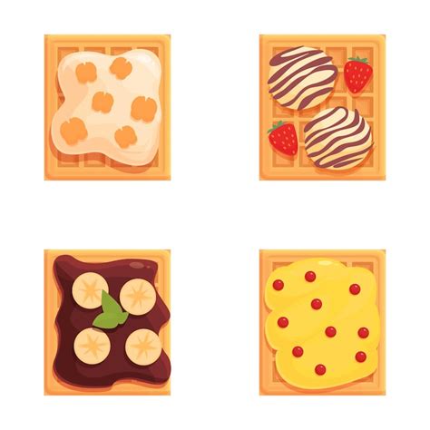 Premium Vector Assorted Belgian Waffles Toppings Set