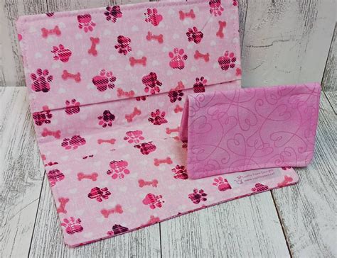 Pink Plaid Fabric Check Book Cover Registry Wallet Document Coupon
