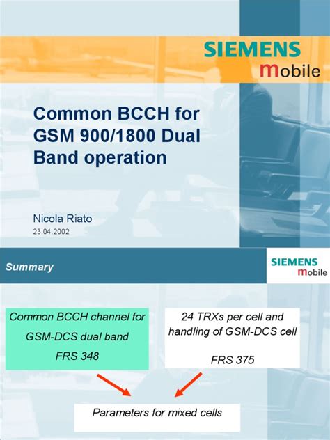 Common Bcch For Gsm 900 1800 Dual Band Operation Pdf Gsm Radio