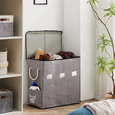 3 Section Laundry Hamper With Lid Laundry Bags Manufacturer And Supplier