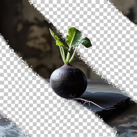 A Black Vegetable With A Plant Growing Out Of It Premium Ai Generated Psd