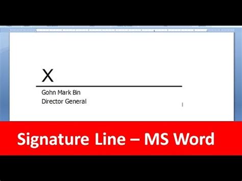 Signature Line in MS Word - YouTube