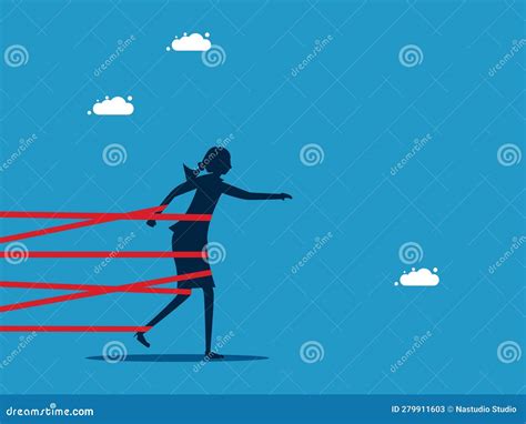 Business Difficulty Woman Bound With Tape Stock Vector Illustration