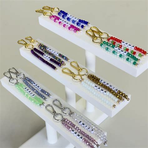Cute Keychain Initialname Keychain With Letter Beadspersonalized