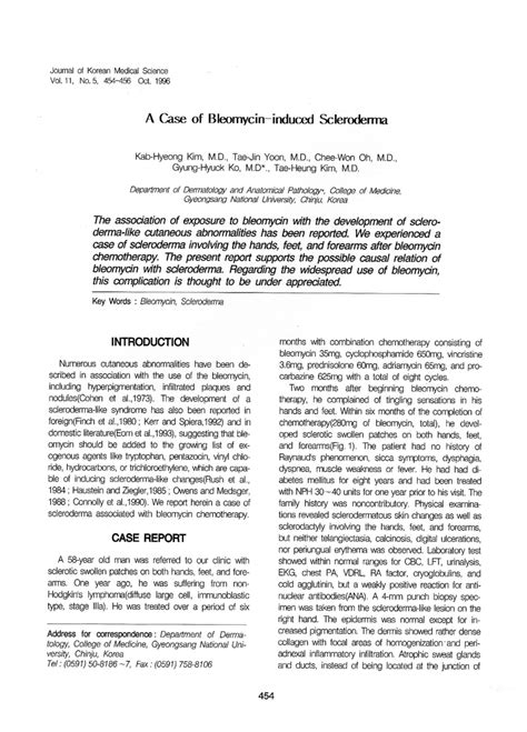 Pdf A Case Of Bleomycin Induced Scleroderma