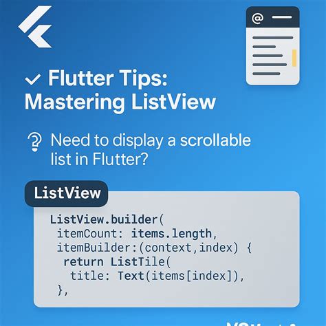 Flutter Tips Mastering Listview Moustacore Posted On The Topic Linkedin