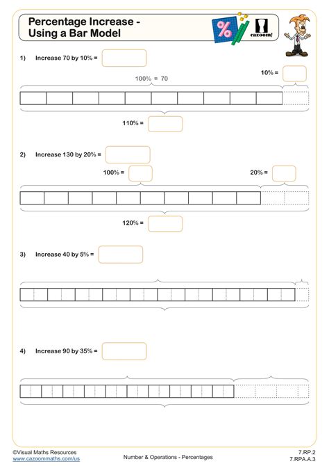 Percentages Of Amounts Using A Tape Diagram A Worksheet Fun And